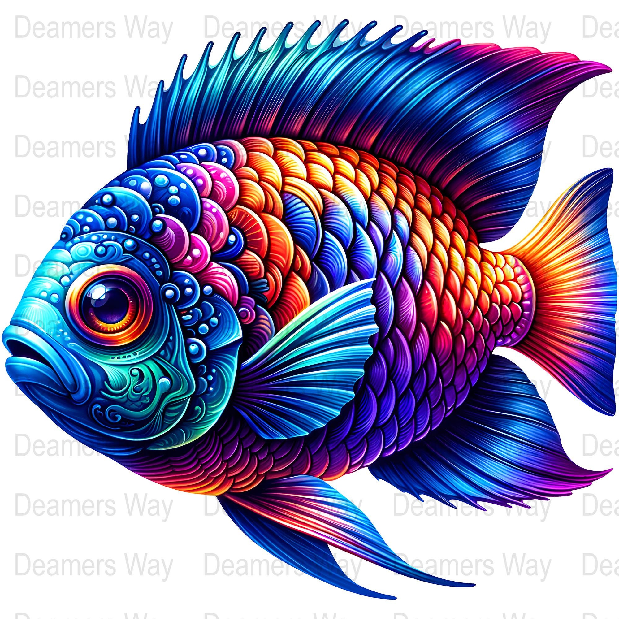 10 Colorful Sea Fish Clipart, Vibrant Digital Artwork, High Resolution ...