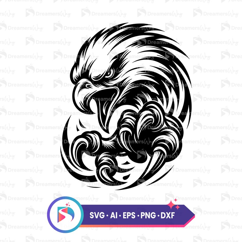 Angry Eagle Vector Illustration, Eagle Svg, Ai, Eps, Png, Dxf Files for ...