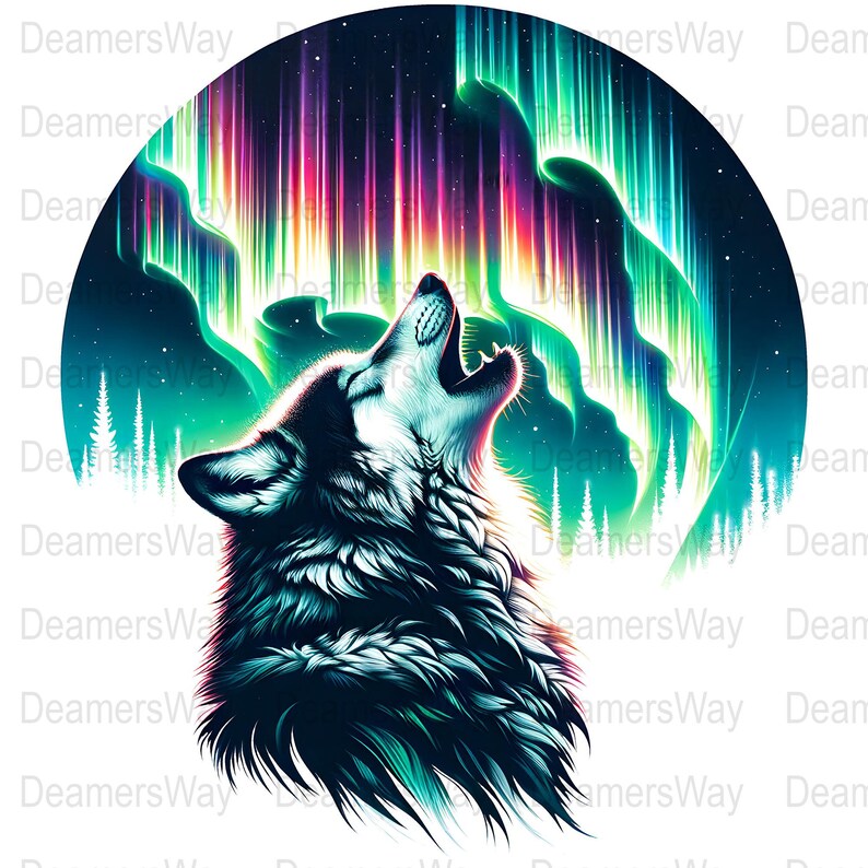 10 Neon Howling Wolf Digital Clipart, Panda Animal Illustration ...