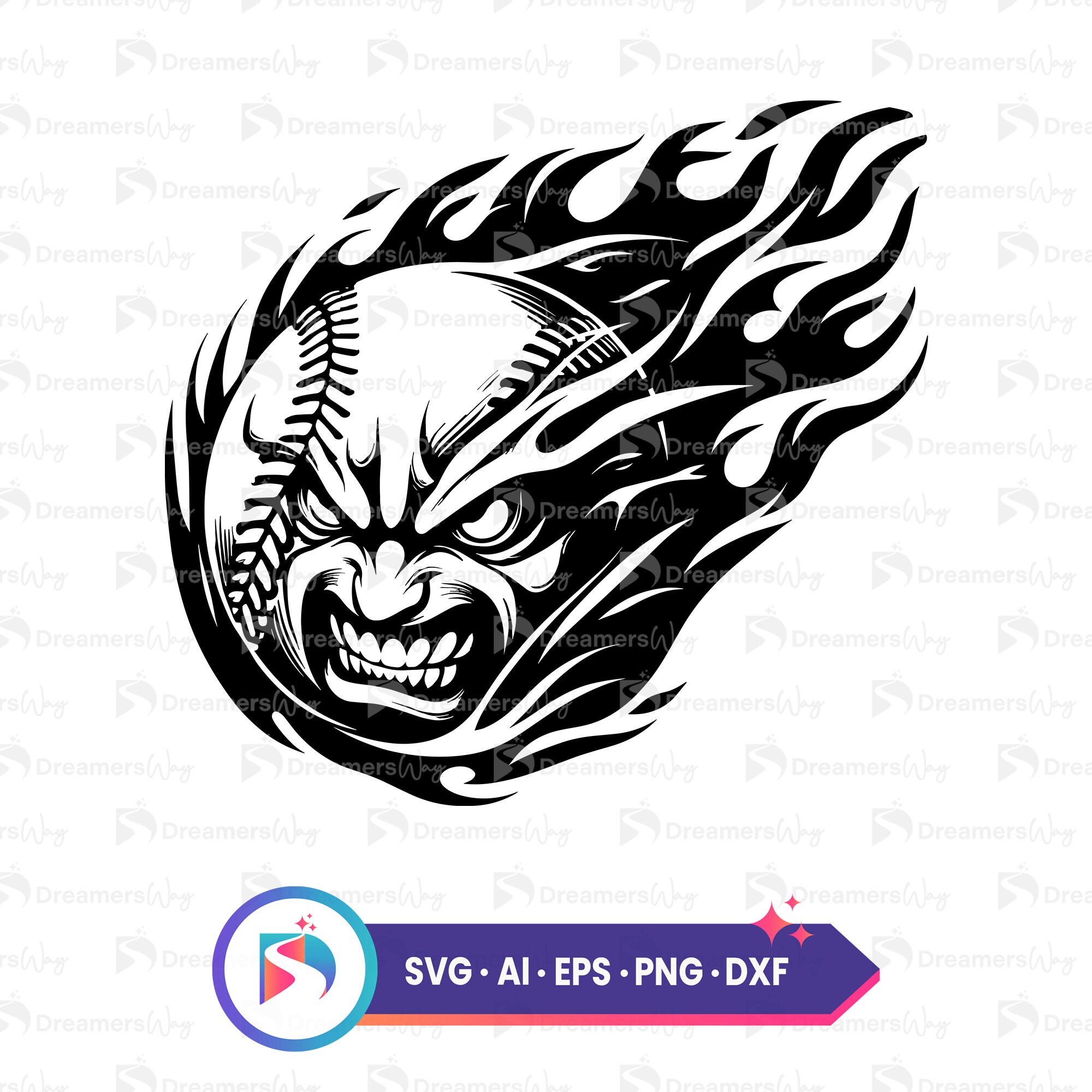 Cartoon Baseball With Angry Face, Svg, Ai, Eps, Png, Dxf Files, Instant ...
