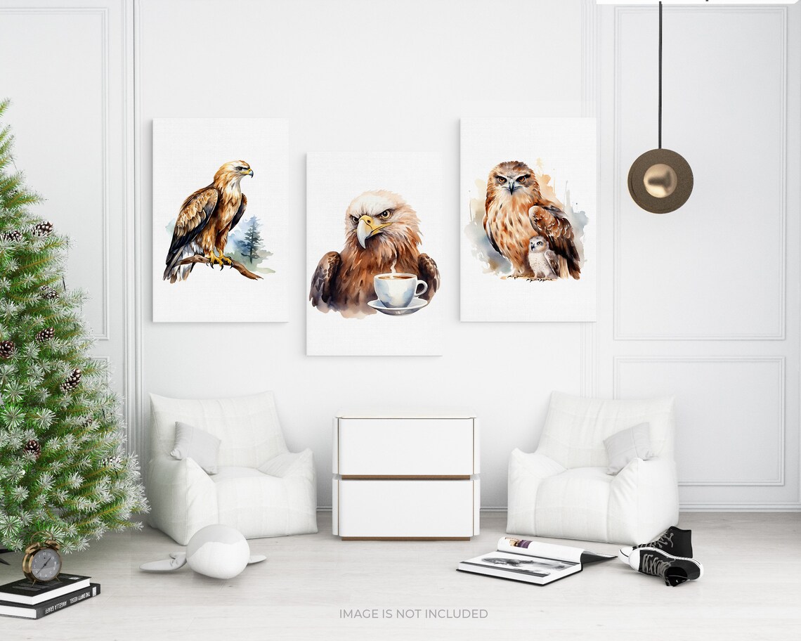 Watercolor Bald Eagle Clipart Bundle, Nursery Clipart ,eagle PNG, Card ...