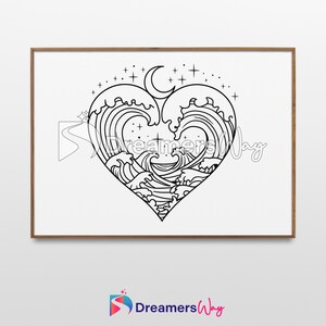 Heart Wave Design, Ocean Heart Svg, Wave Clipart, Sea Wave Digital Art ...