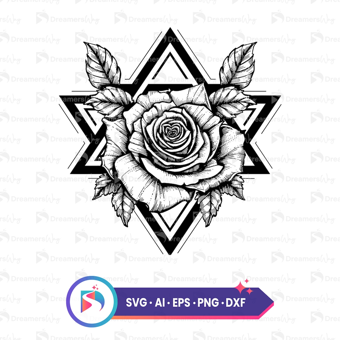 Rose in Triangle Vector Illustration, Svg, Floral Digital Art, Instant ...