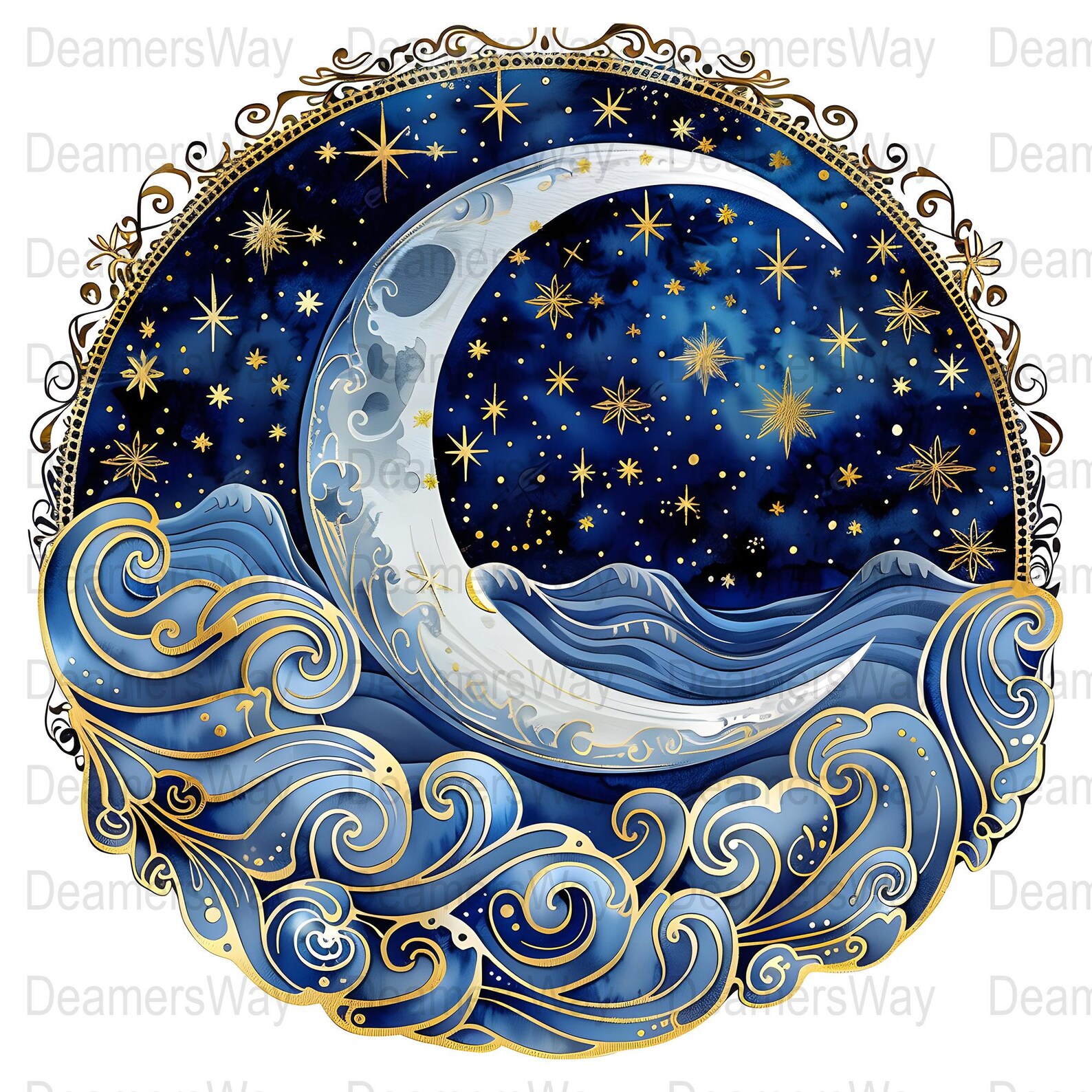 10 Mystical Moon Digital Clipart, Moon Illustration, Instant Download ...
