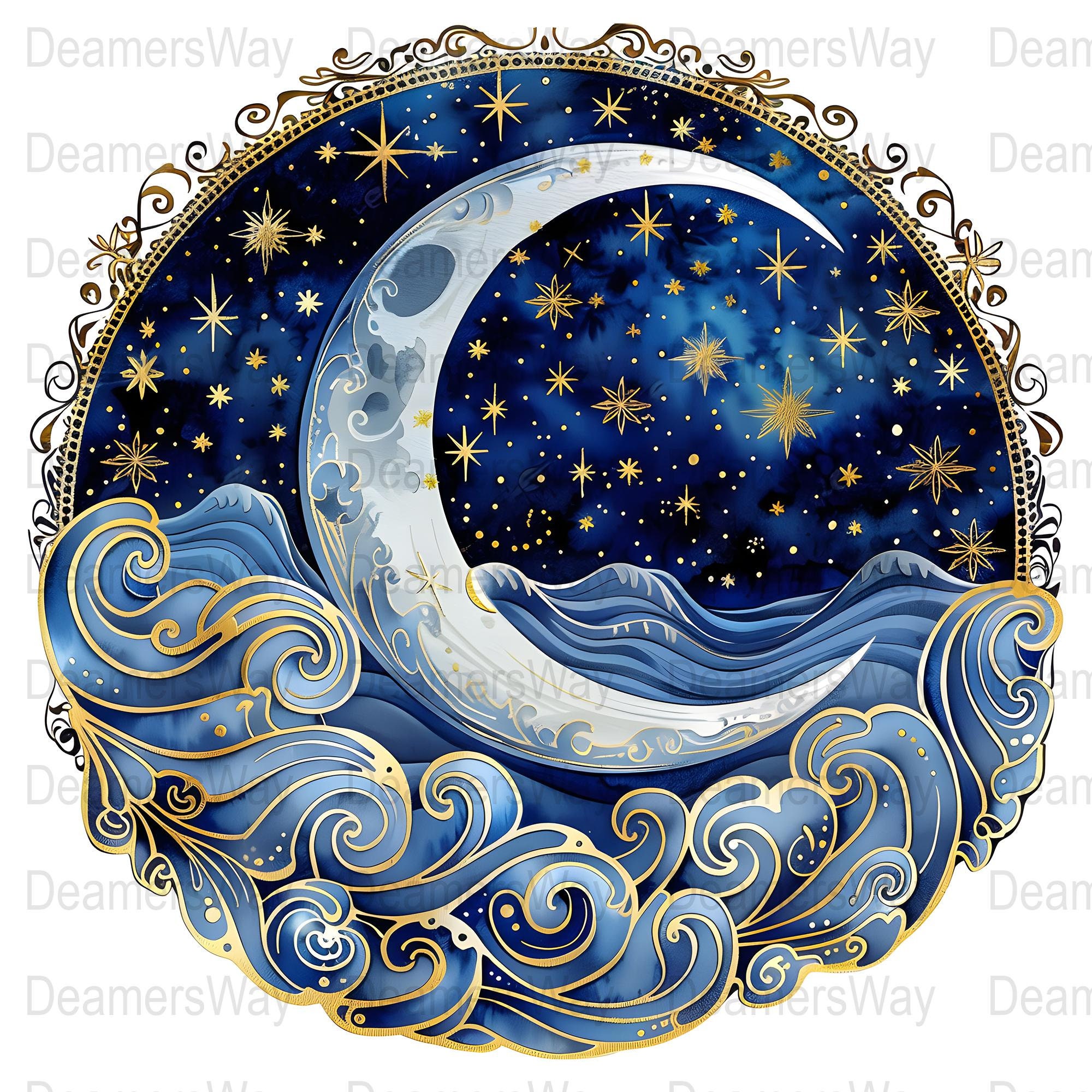 10 Mystical Moon Digital Clipart, Moon Illustration, Instant Download ...