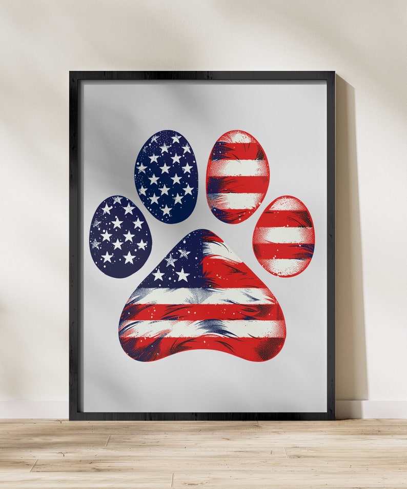 Dog Paw Print American Flag, Svg, Digital Download for Cricut and ...