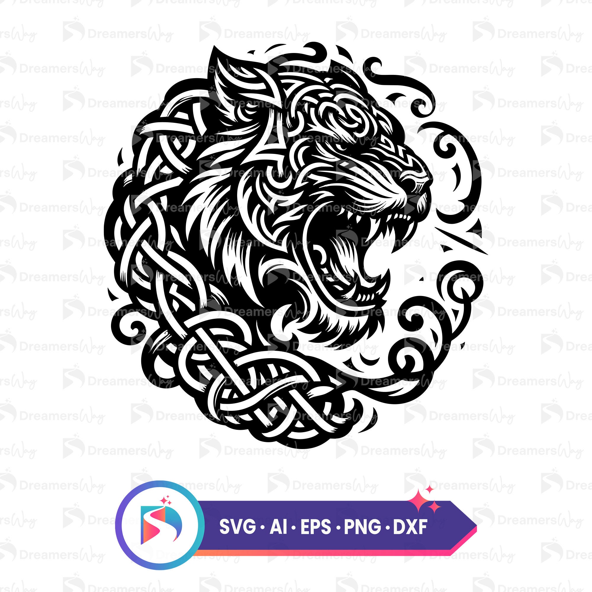 Angry Roaring Tiger Svg, Celtic Tiger Black Vector Illustration, Tiger ...