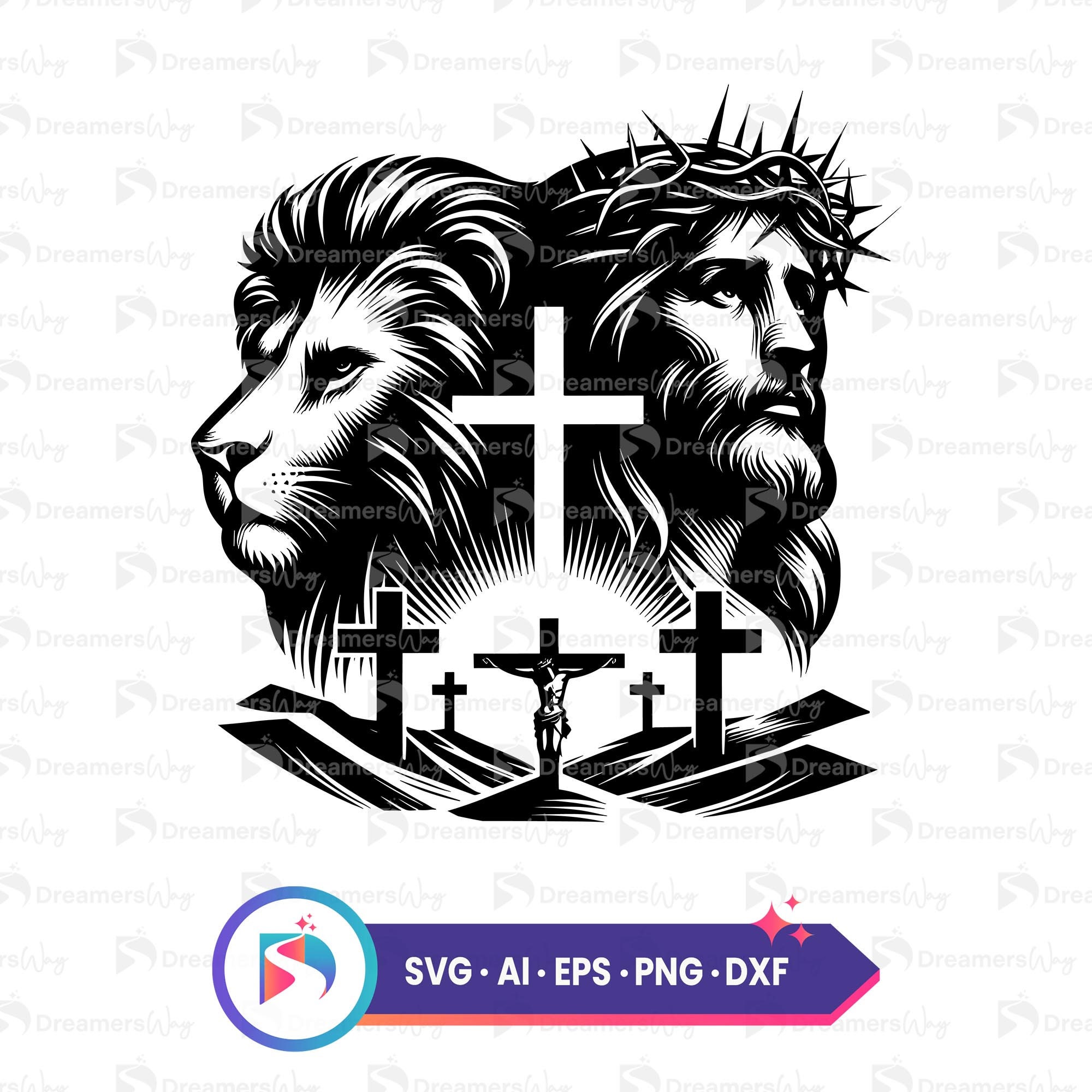 Lion and Jesus With Cross Svg, Christian Clipart, Religious Digital ...