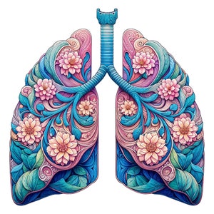 10 Floral Anatomy Art, Human Lungs With Flowers Illustration, Digital ...