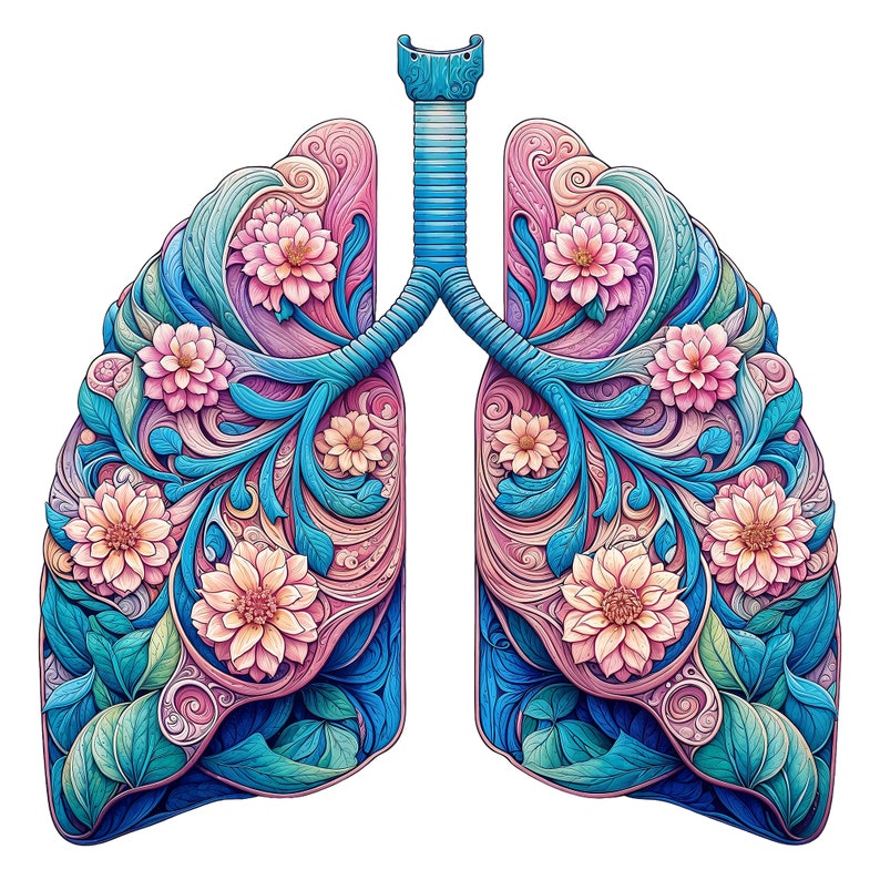 10 Floral Anatomy Art, Human Lungs With Flowers Illustration, Digital ...