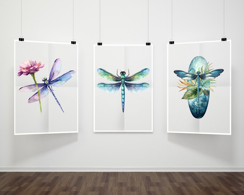 Watercolor Dragonfly Bundle, Cute Animal Clipart, Dragonfly Clipart ...