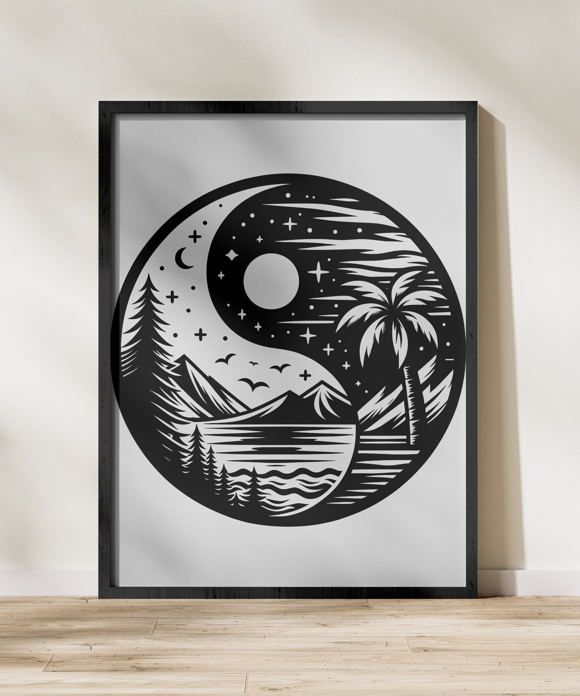 Nature Yin Yang Vector Art, Svg, Ai, Eps, Png, Dxf Files for Diy ...