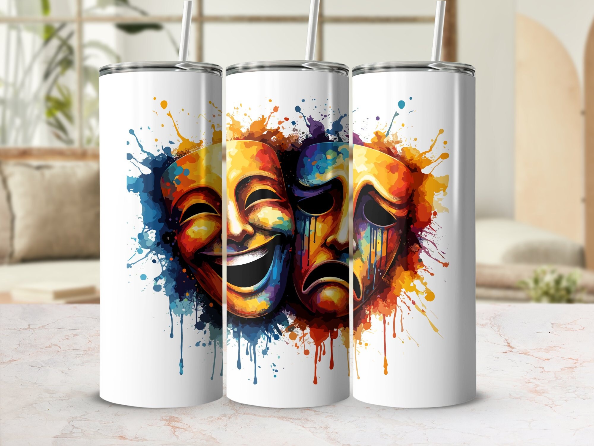 Colorful Theater Masks Svg, Artistic Theater Faces, Digital Download ...