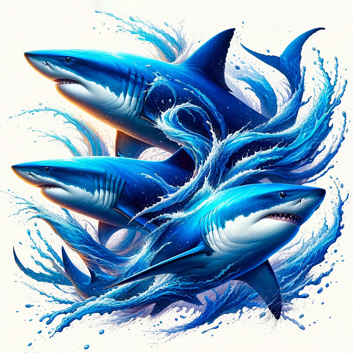 10 Shark Digital Art, Ocean Predator Illustration, High-resolution Png ...