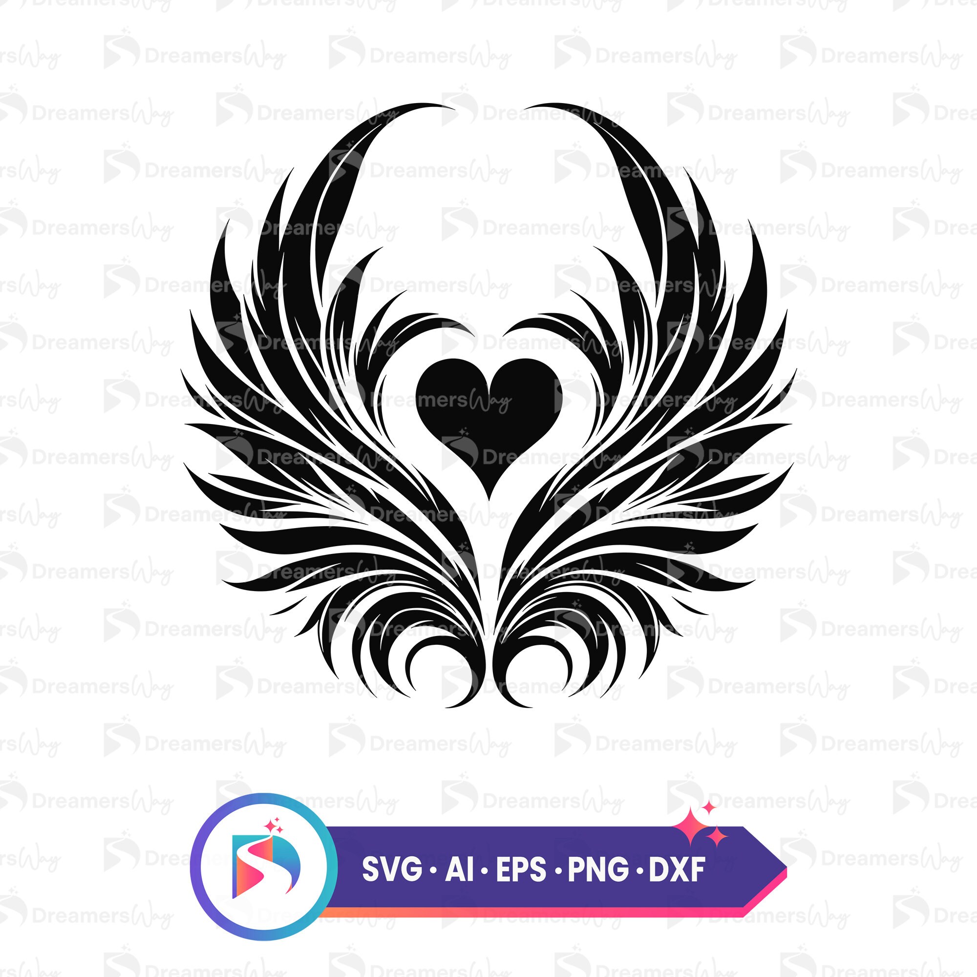 Wings Heart Svg, Digital Download for Cricut, Silhouette, Diy Crafts ...