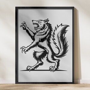 Heraldic Wolf Vector Svg, Ai, Eps, Png, Dxf Files, Wolf Svg, Wild ...
