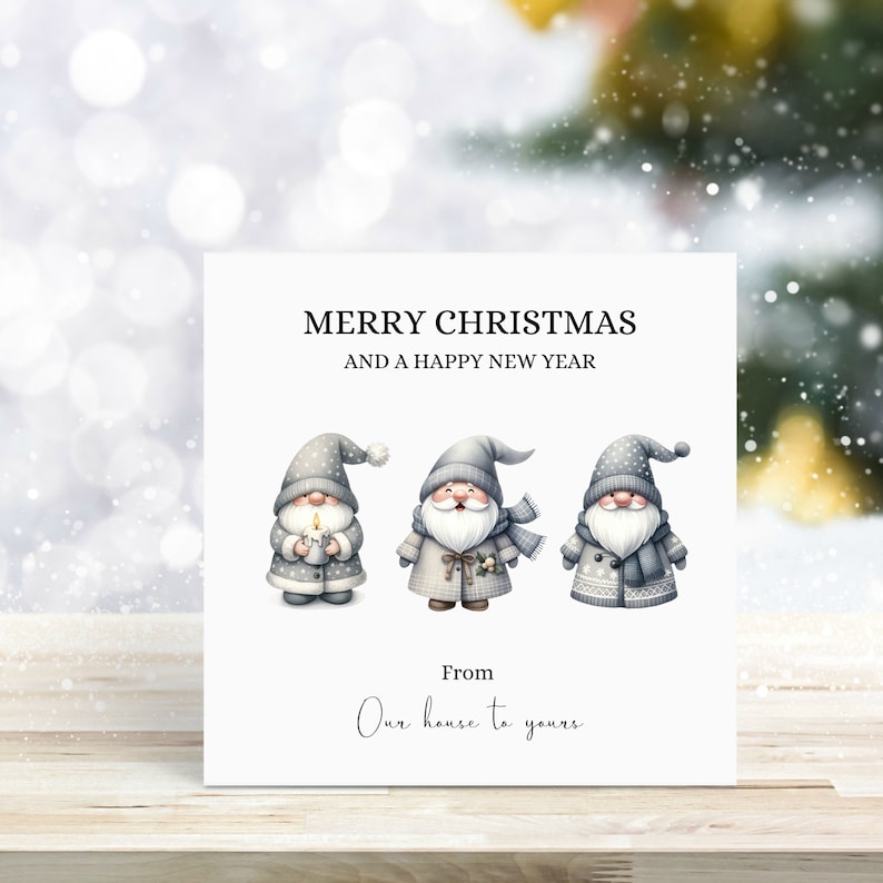 Personalised Christmas Gonk Cards/ Christmas Gonks/ Silver/ - Etsy