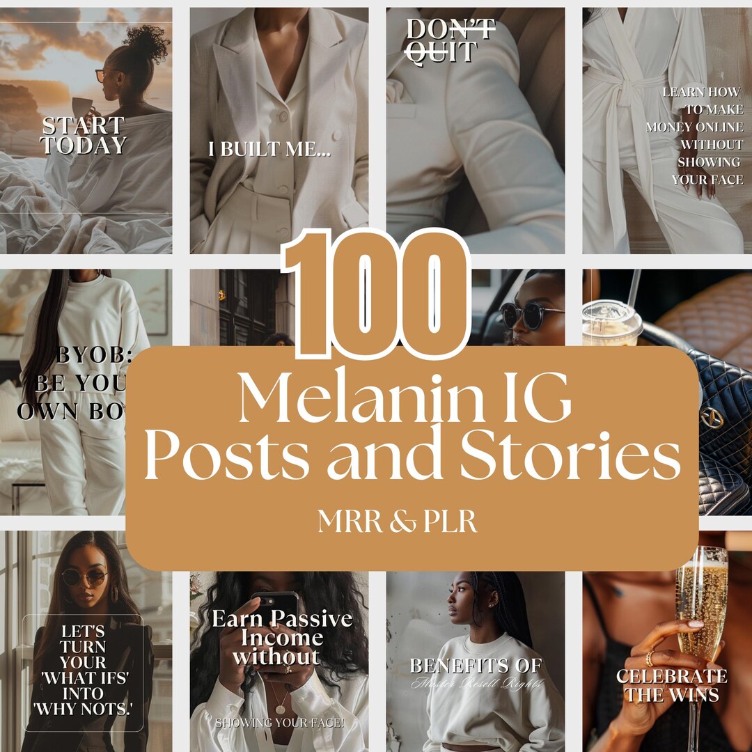 Melanin Instagram Templates: 100 Posts & Stories Canva Design (PLR) - Etsy