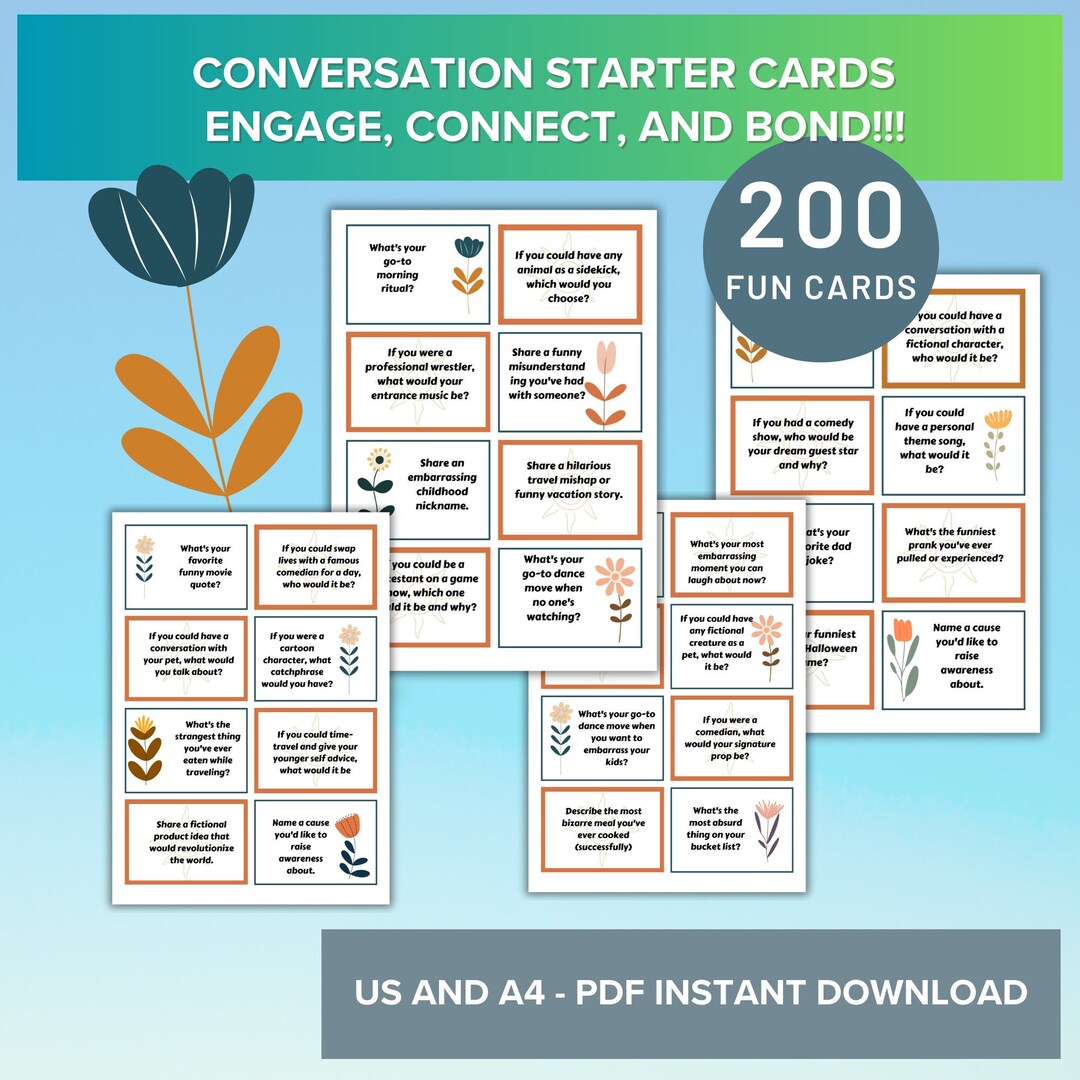 Conversation Starter Cards - Etsy