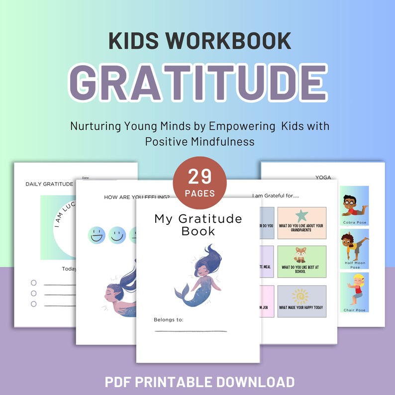 Gratitude Journal Activity Book for Kids Age 5 8 in a PDF - Etsy