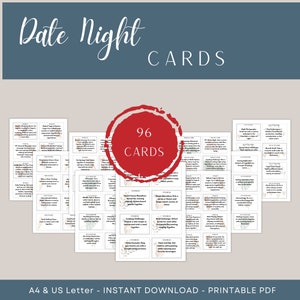 Conversation Starter Cards for Couples Printable Date Night Jar Game ...