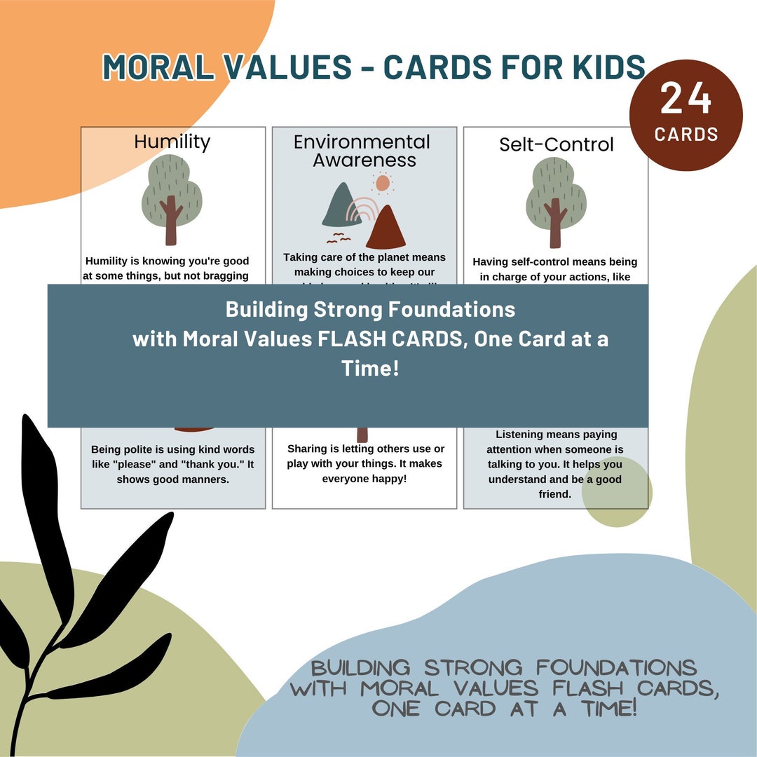 Core Values Encourage Morals: Interactive Values Cards for Children. - Etsy