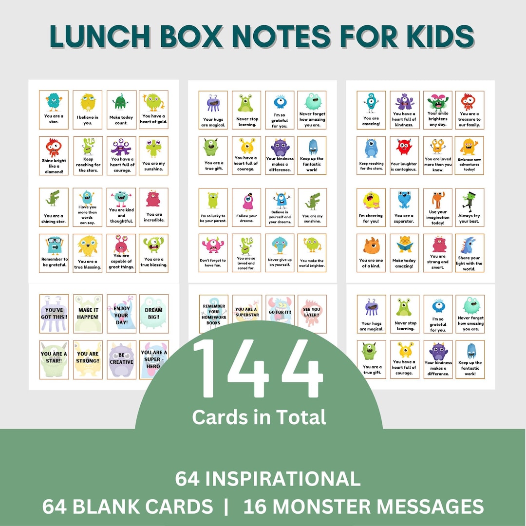 Printable Lunchbox Notes for Kids - Etsy