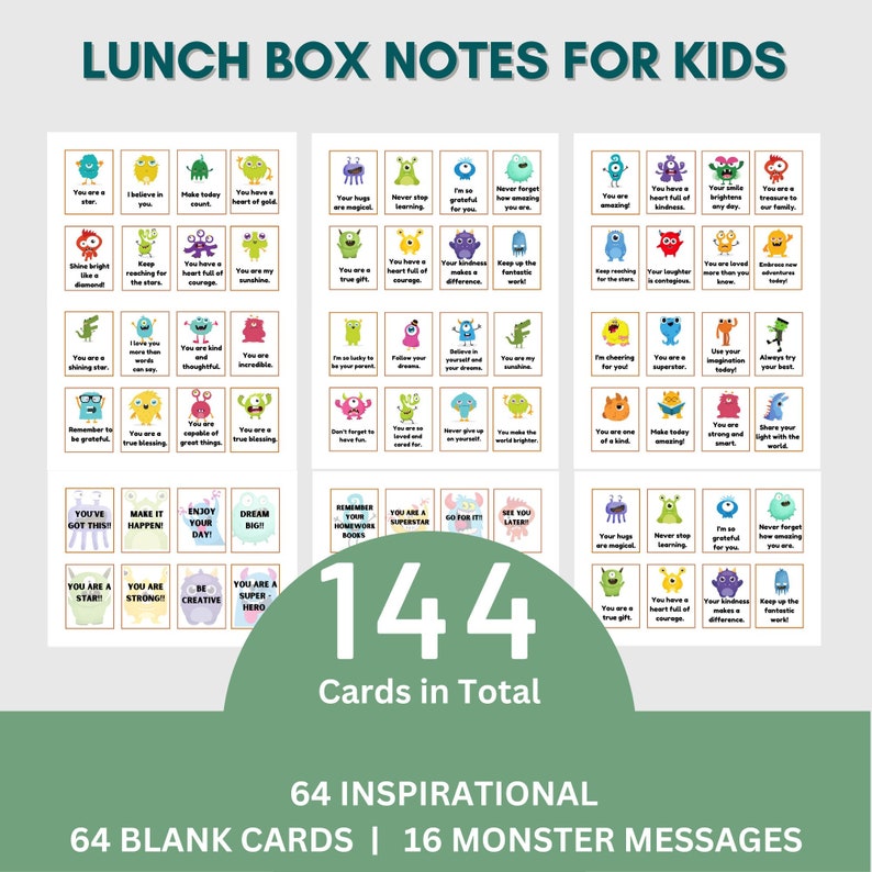 Printable Lunchbox Notes for Kids - Etsy