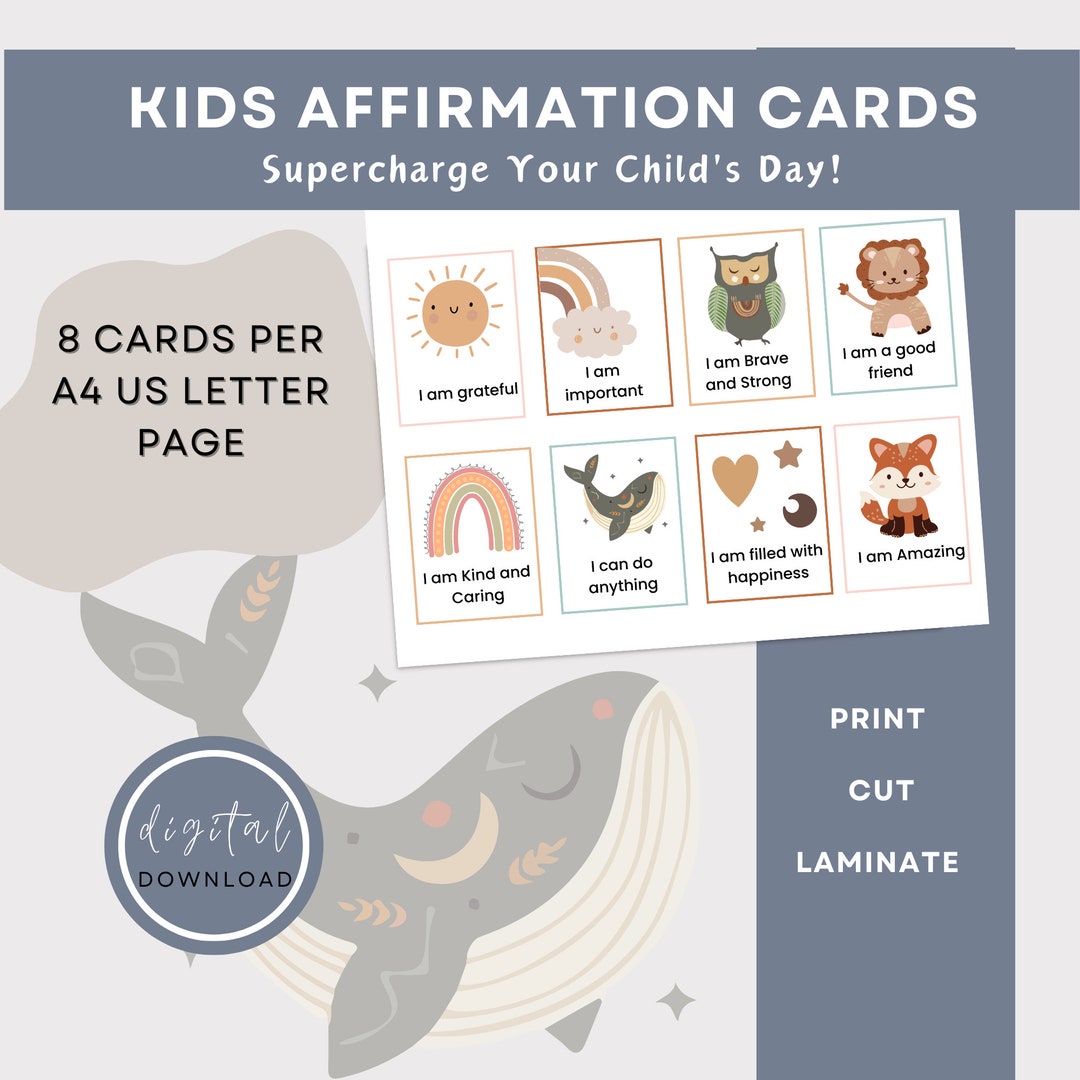 Positive Affirmation Cards for Kids Daily Growth Mindset & Emotional ...