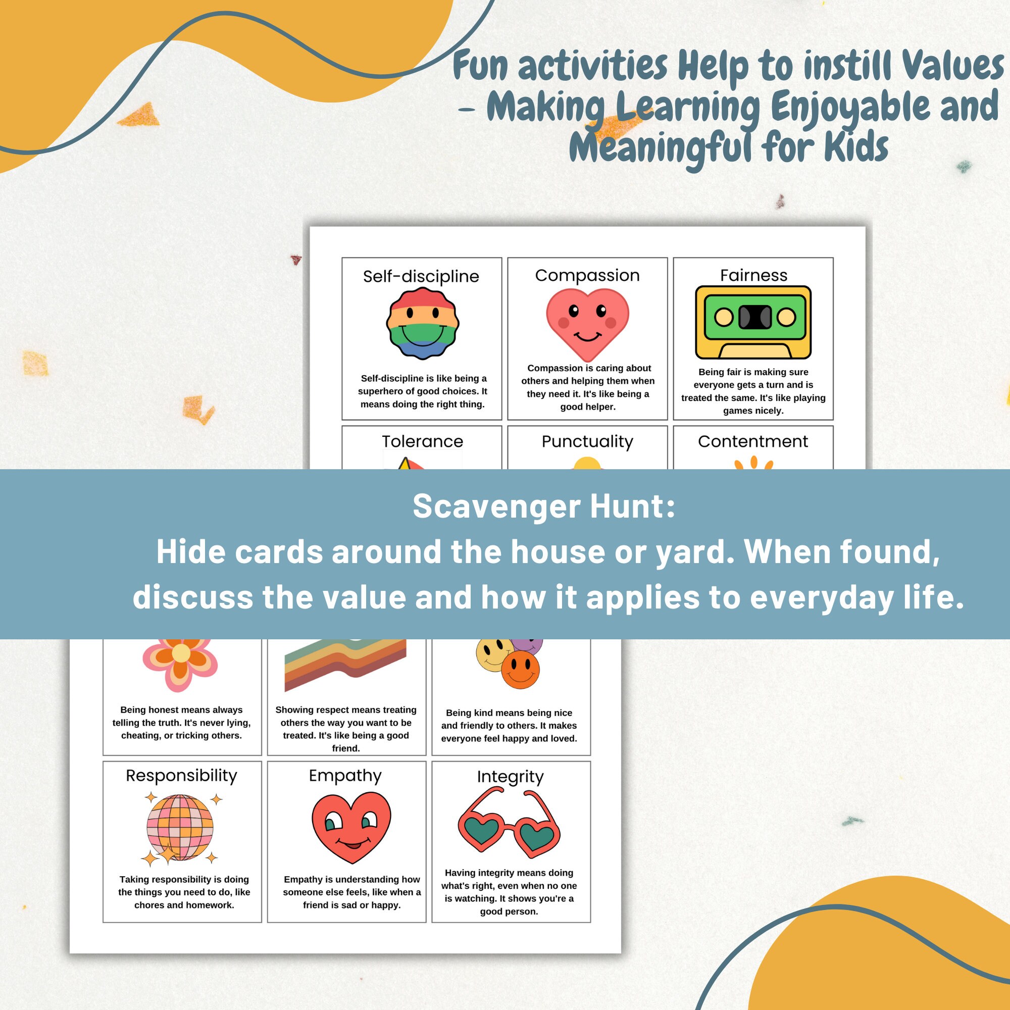 Core Values Cards for Kids - Etsy