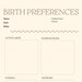 Birth Preferences Template | Birth Plan | Labor and Delivery ...