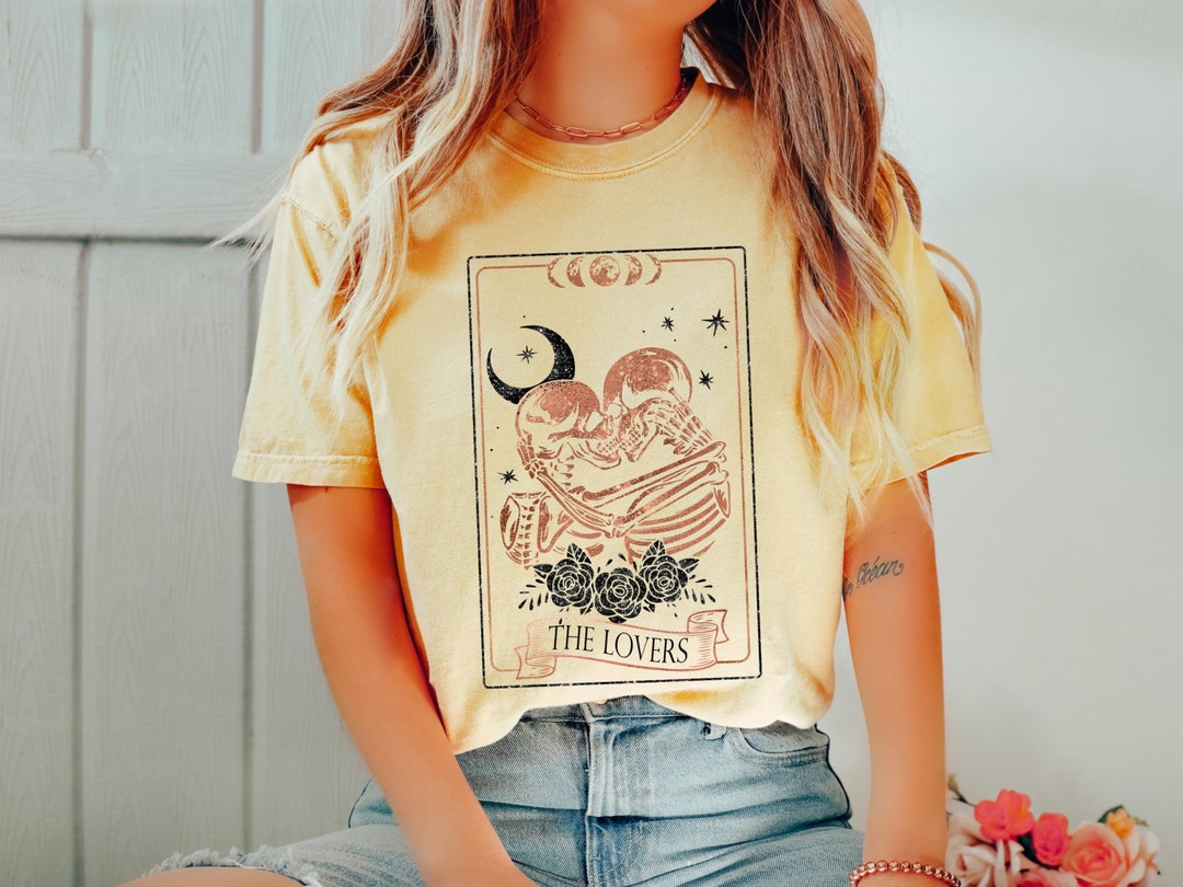 Ready to Press DTF Full Color Transfers Image, Skeleton Lovers Tarot Card Direct to Film Shirt ...