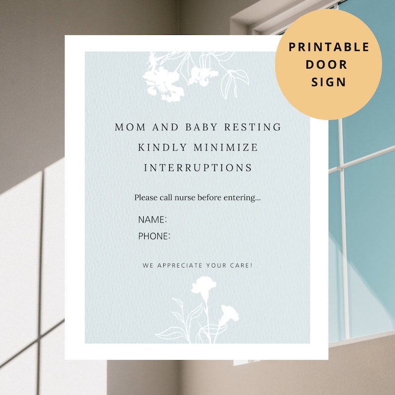 Do Not Disturb Postpartum Hospital Door Sign for Mom and Baby Rest ...