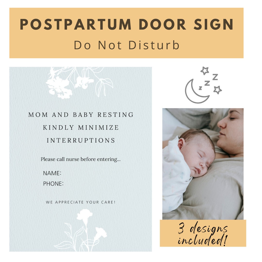 Do Not Disturb Postpartum Hospital Door Sign for Mom and Baby - Etsy