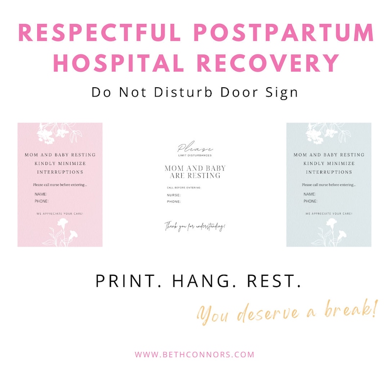 Do Not Disturb Postpartum Hospital Door Sign for Mom and Baby Rest ...