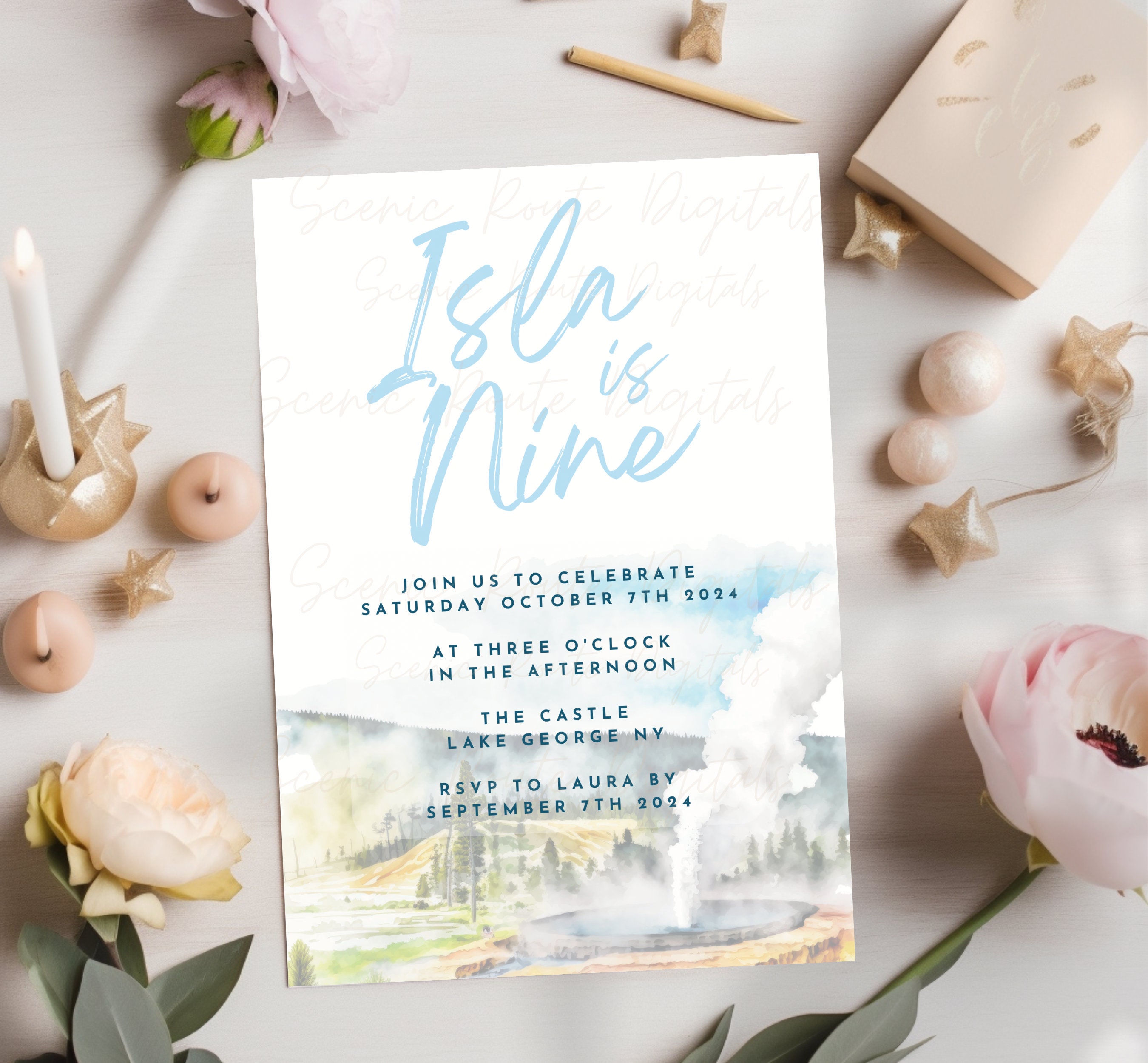 Editable Yellowstone National Park Themed Birthday Invitation ...