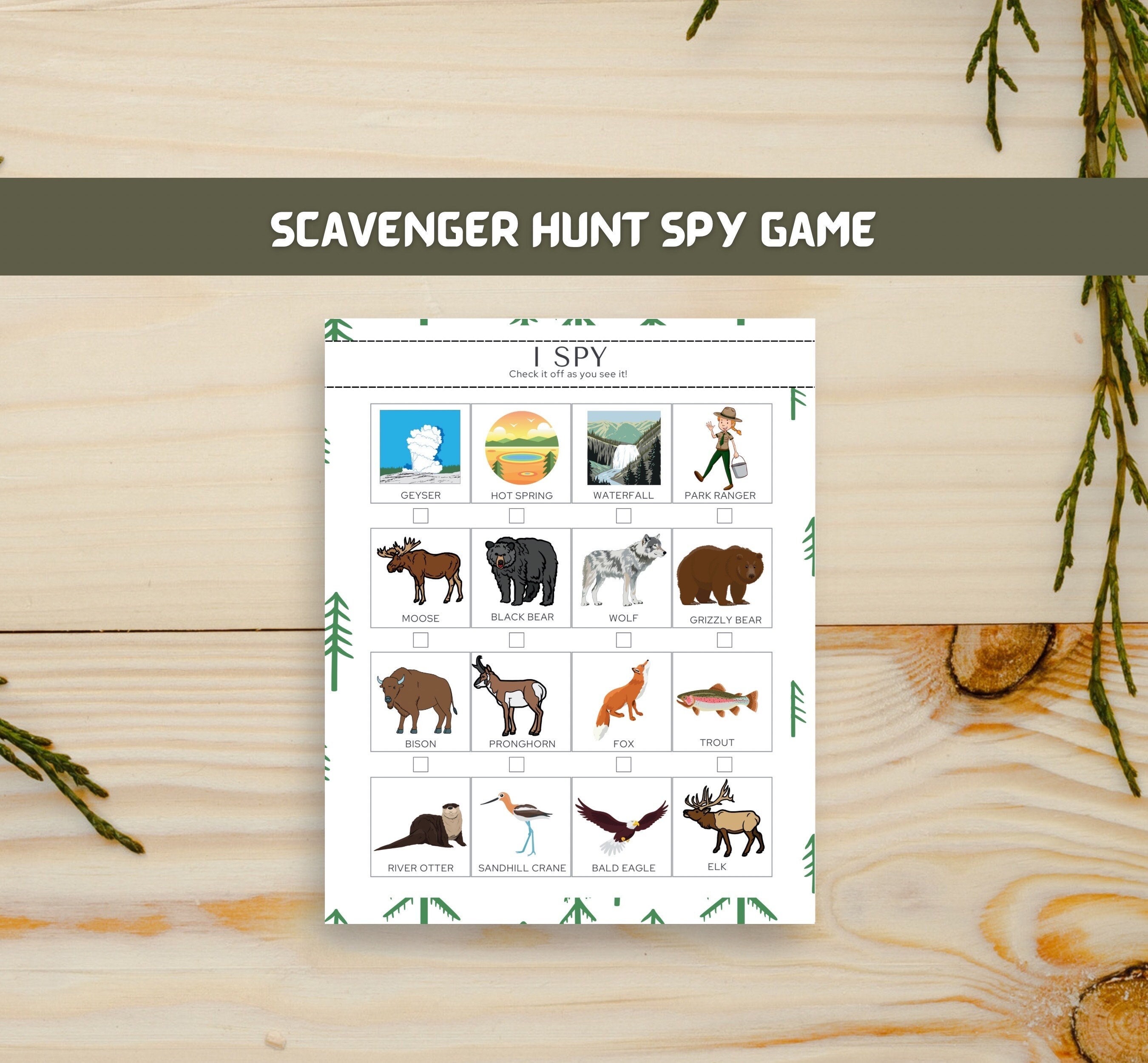Yellowstone Children's Spy Scavenger Hunt, Kids Car Road Trip Games ...
