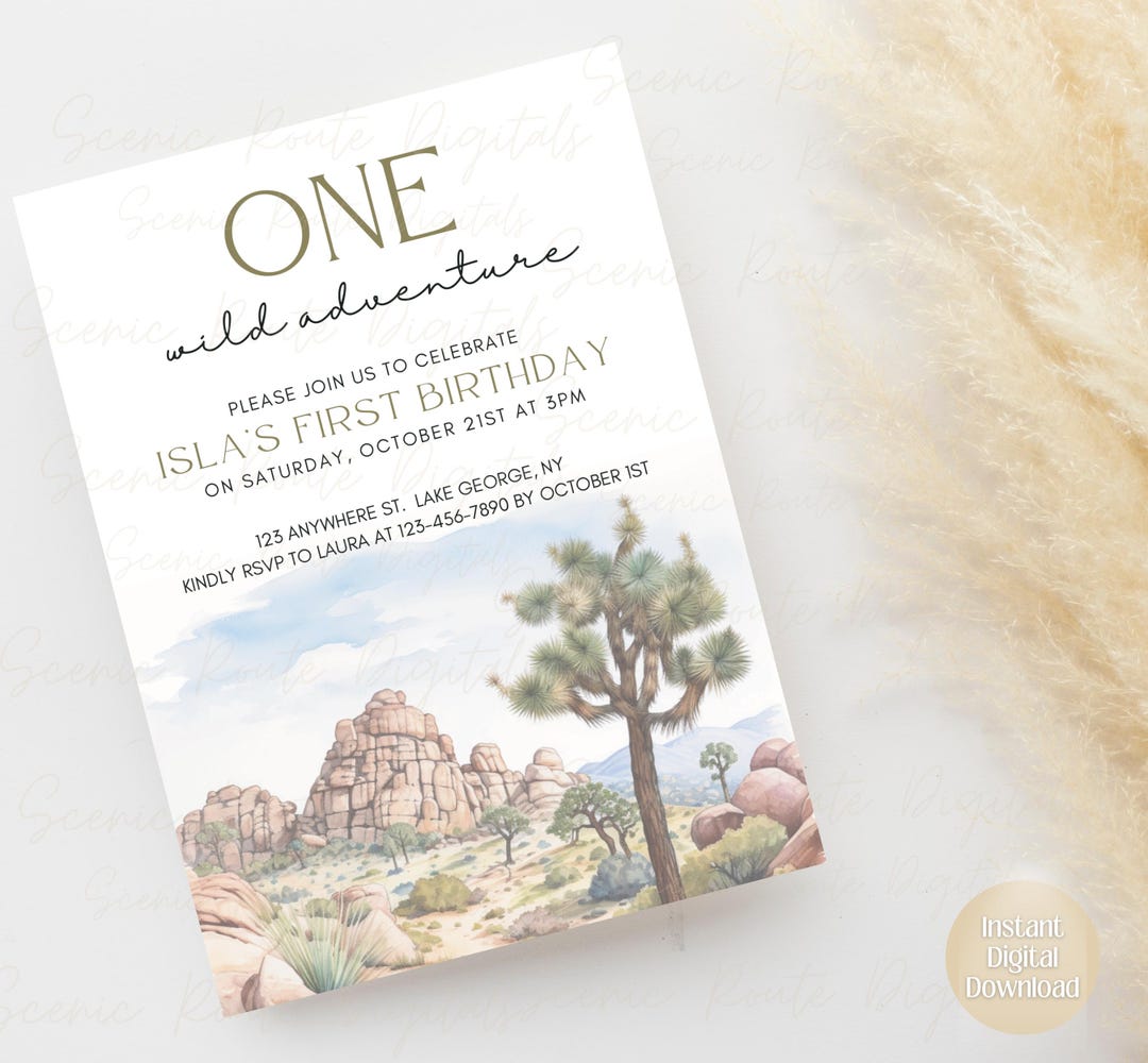 Editable Joshua Tree National Park Themed Birthday Invitation| First ...
