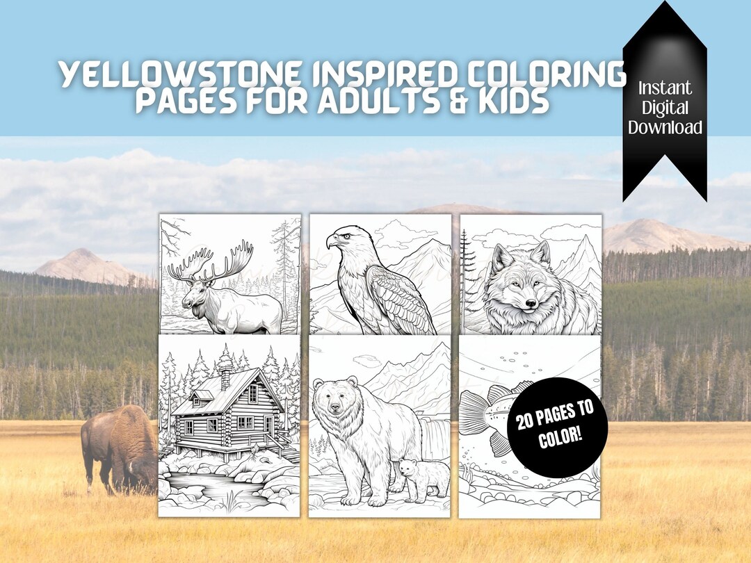 Yellowstone Adults and Kids Coloring Pages, Activities, Road Trip Games ...