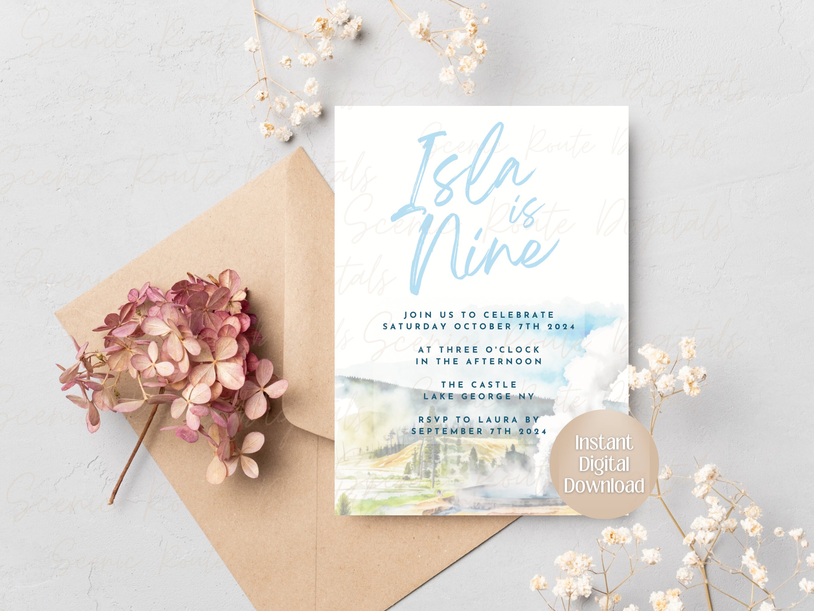 Editable Yellowstone National Park Themed Birthday Invitation ...