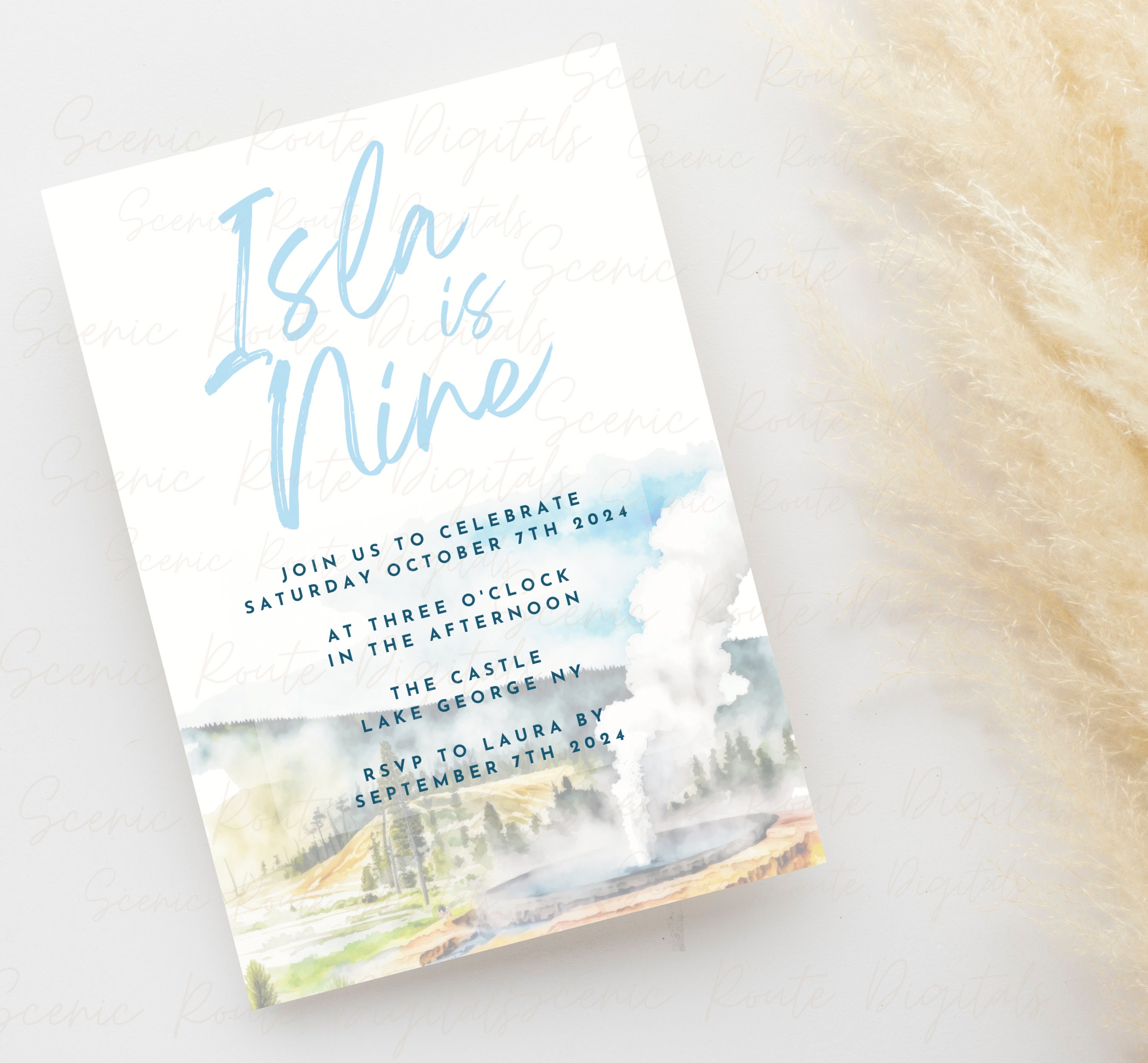 Editable Yellowstone National Park Themed Birthday Invitation ...