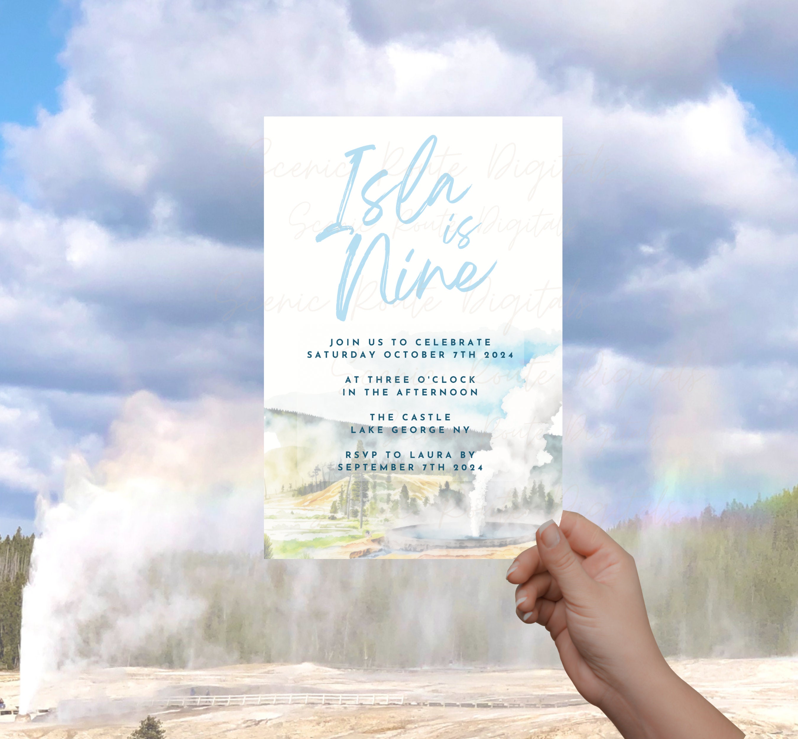 Editable Yellowstone National Park Themed Birthday Invitation ...