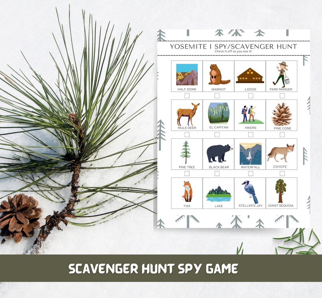 Yosemite NP Children's Spy Scavenger Hunt, Kids Car Road Trip Games ...