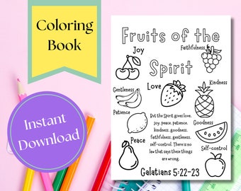 Fruit of the Spirit Coloring Pages Digital Download Ready to Print ...