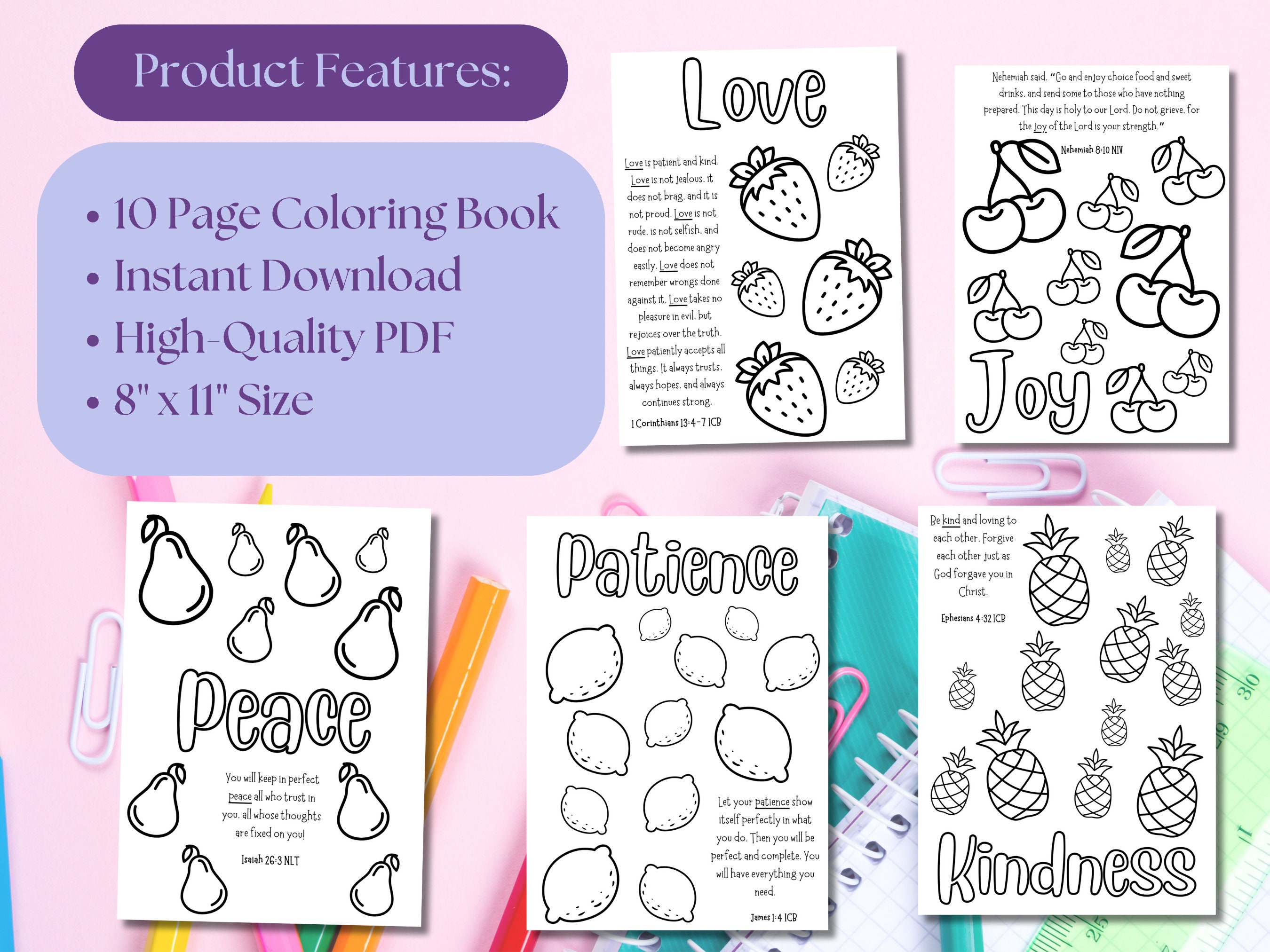 Fruit of the Spirit Coloring Book - Etsy