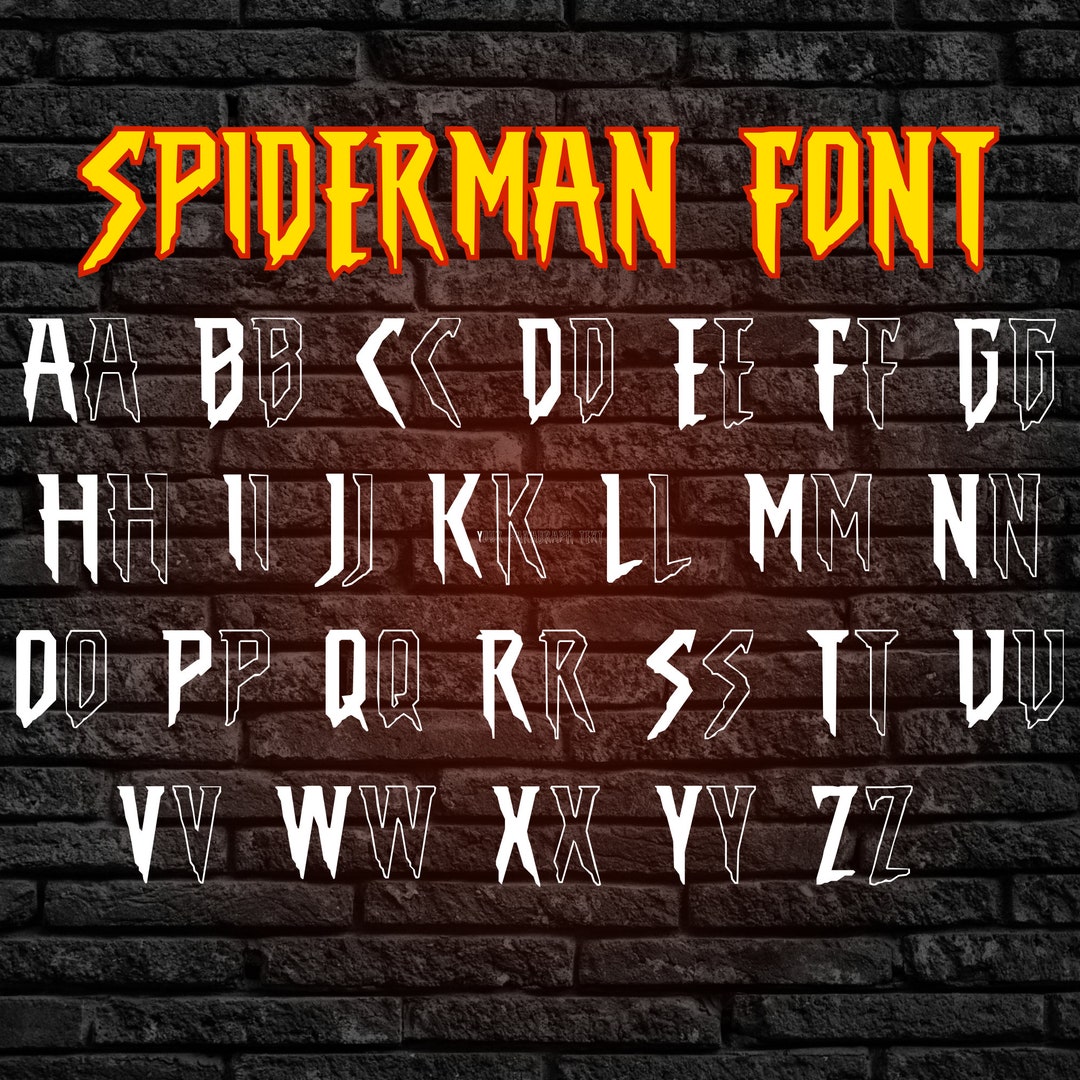 Spiderman Font, Spider Man Font, Halloween Font, Spiderman Cricut Font, Superhero TIFF, Png ...