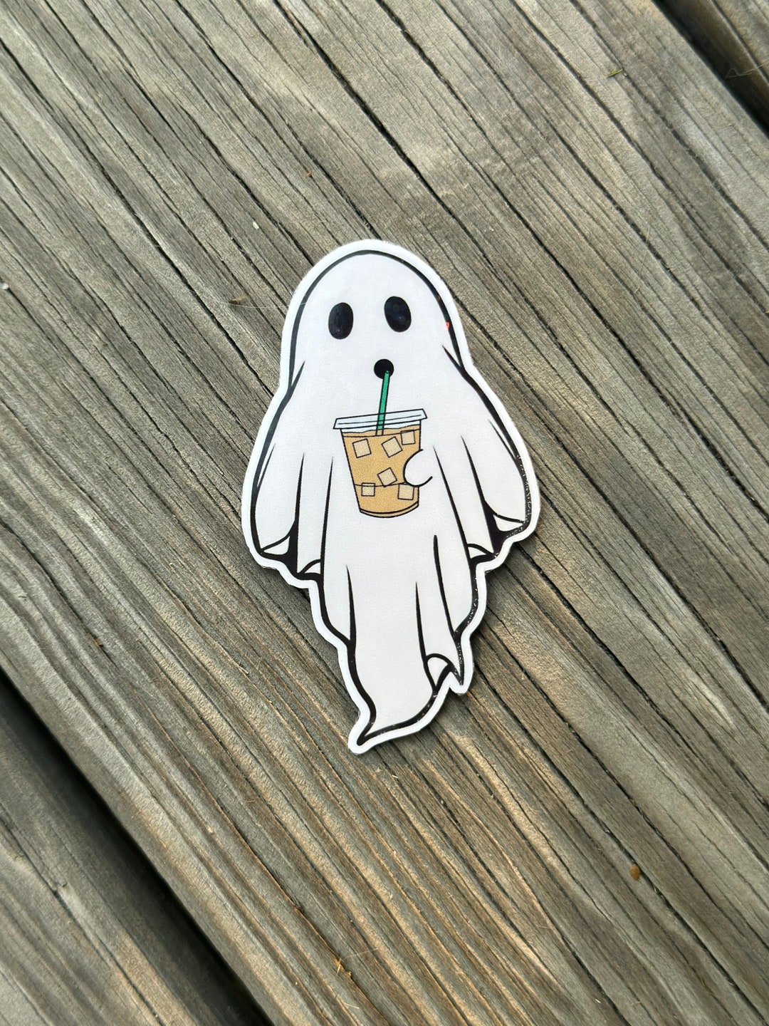 Iced Coffee Ghost Sticker | Halloween Ghost Sticker | Caffeinated Ghost ...