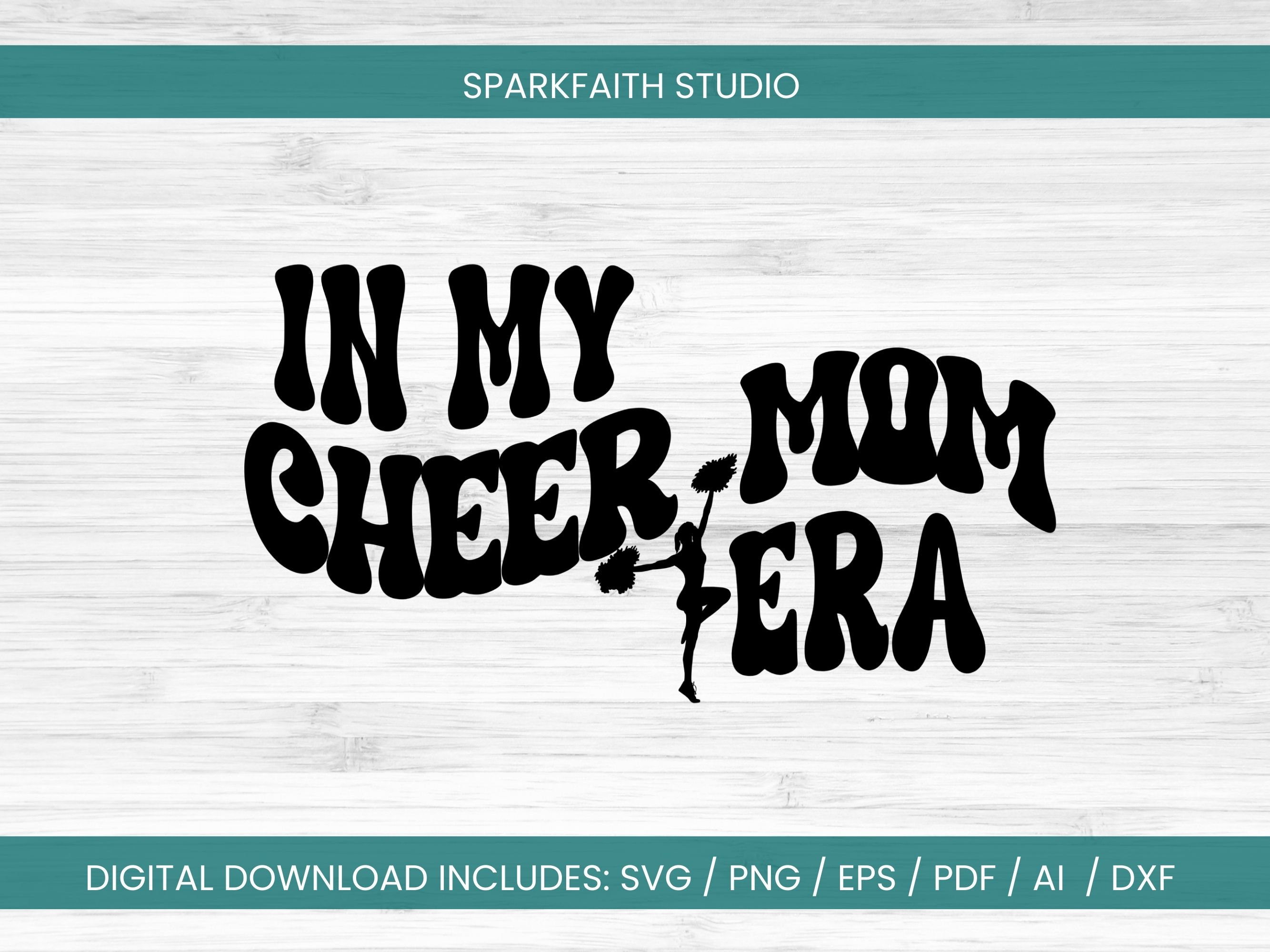 Cheer Mom Era SVG, Cheerleading, Mom Life, Wavy Stacked, Groovy Retro ...
