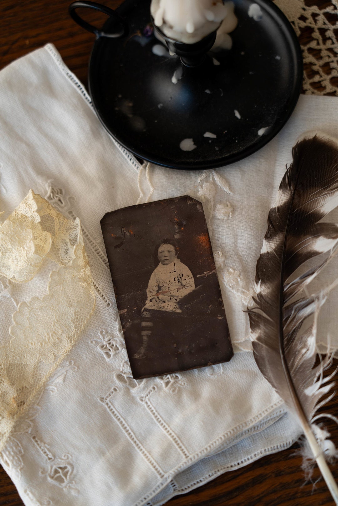 Victorian Photograph Tintype of Young Child Melancholy Gothic Dark ...