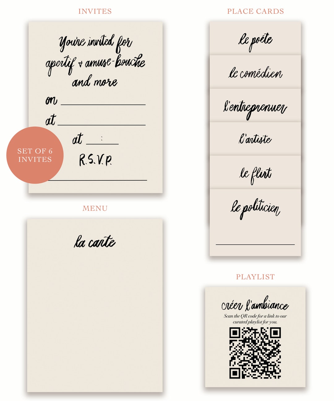 French Cafe Dinner Party Packet - Etsy